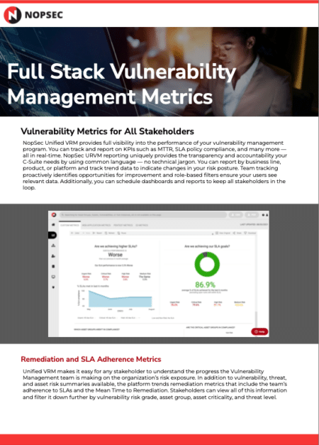 Unified VRM Full Stack Vulnerability Management Metrics Data Sheet | NopSec