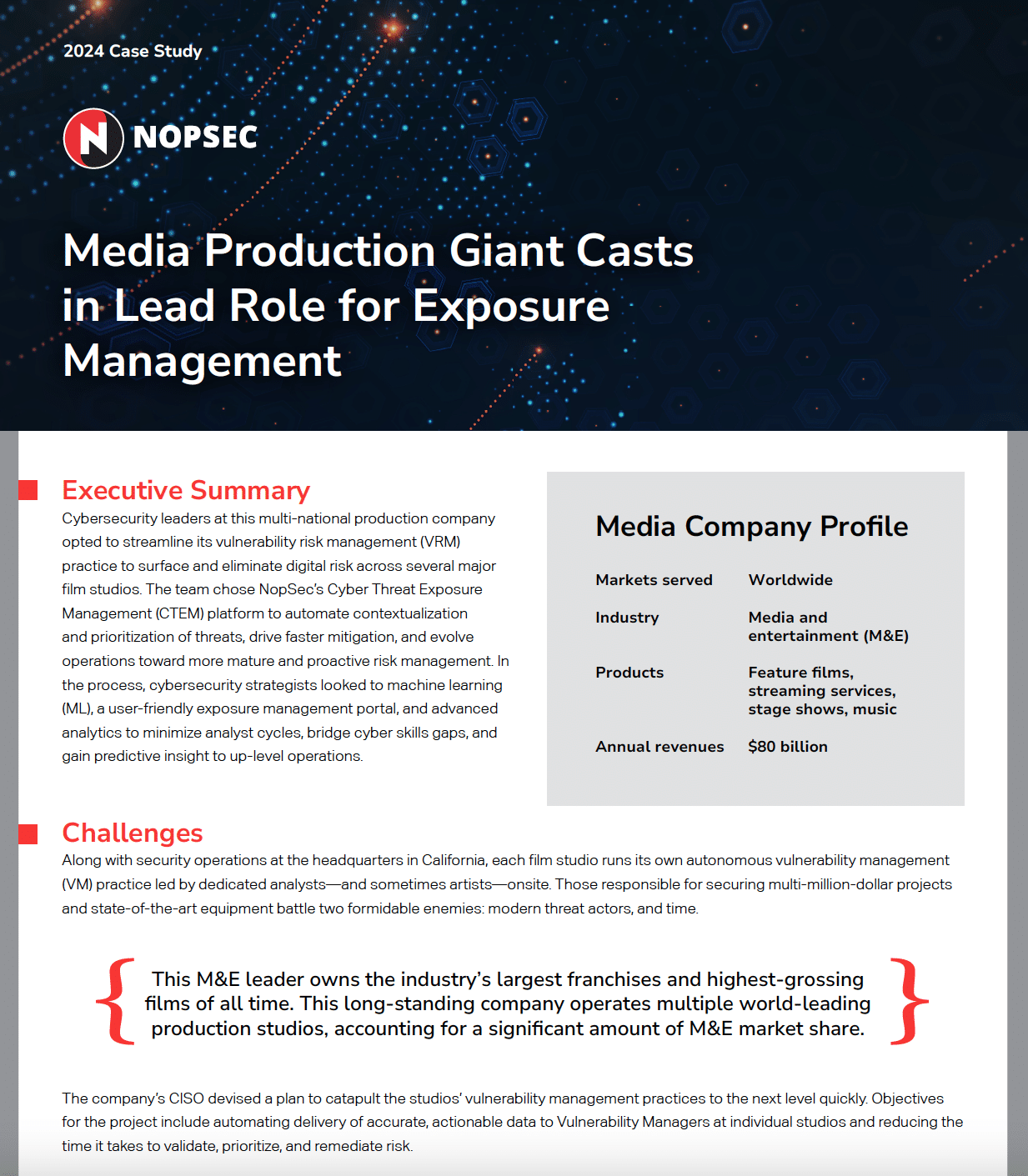 Media & Entertainment Case Study | NopSec